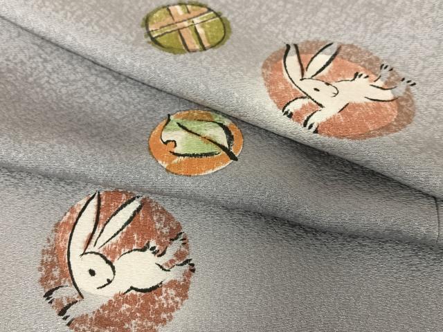 平和屋着物●上質な小紋　手描き　跳び兎　暈し染め　正絹　逸品　AAAW9311zg