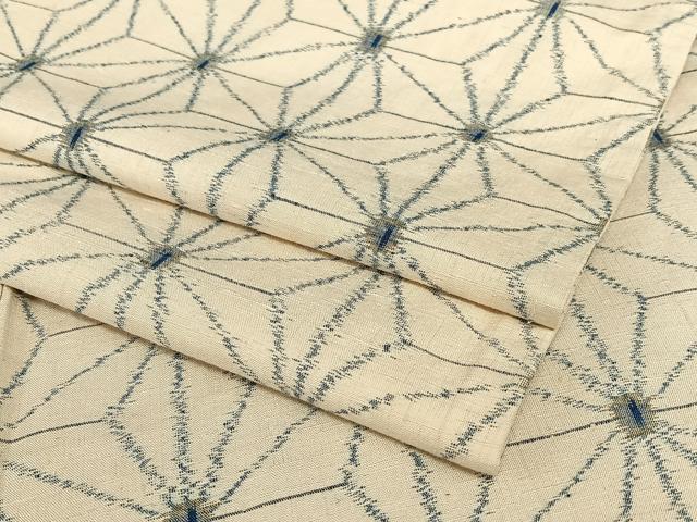 平和屋着物●上質な紬　麻の葉文様　正絹　逸品　AAAW9320zg