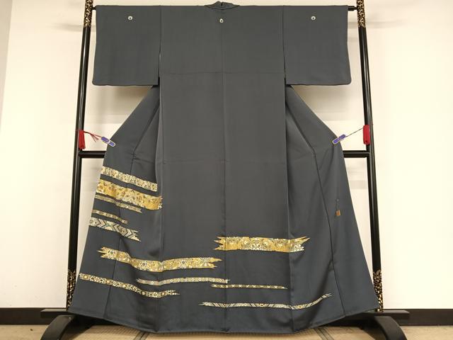 平和屋着物●京友禅　タケハナ染匠　色留袖　刺繍　霞花文　金糸　金彩　正絹　逸品　AAAX0002np