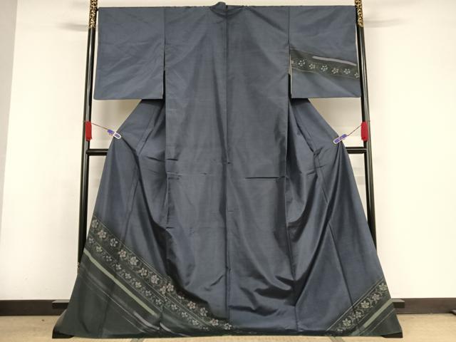 平和屋着物●本場大島紬　訪問着　花唐草文　ロング丈　正絹　逸品　AAAX0017np