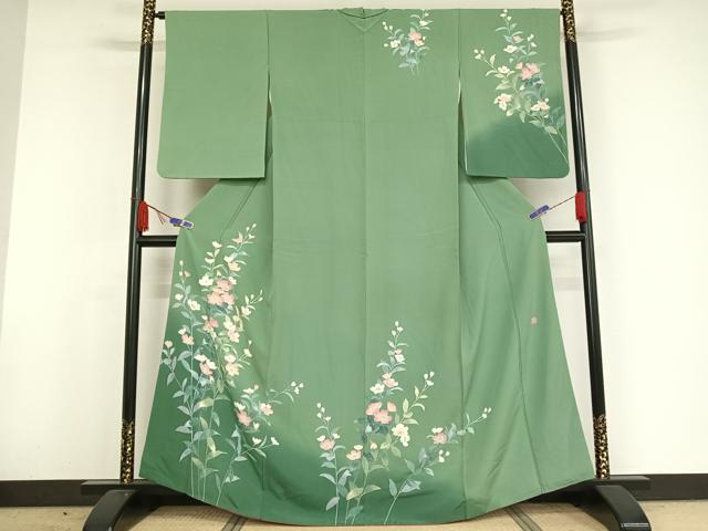 平和屋着物●訪問着　友禅　作家物　枝花文　暈し染め　正絹　逸品　AAAX0024np