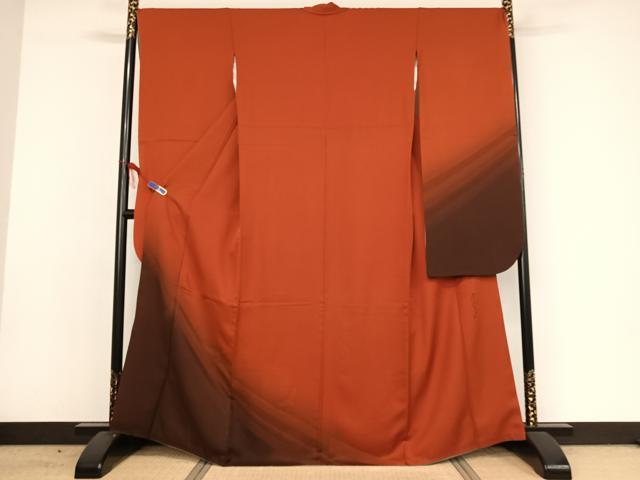 平和屋着物●染色作家　斉藤三才　振袖　三才鳥地紋　暈し染め　正絹　逸品　AAAX0038np