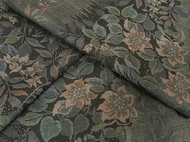 平和屋着物●本場大島紬　カタス9マルキ　枝花文　正絹　逸品　AAAX0044np