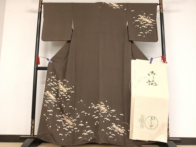 平和屋着物●銀座きしや　訪問着　花文箱　金彩　たとう紙付き　正絹　逸品　AAAX0068np