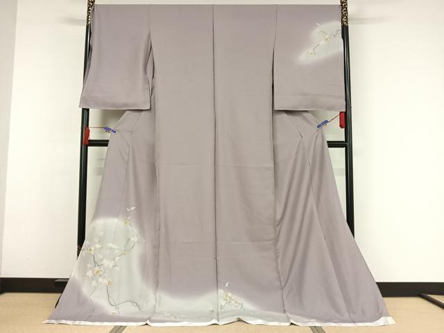 平和屋着物●訪問着　手描き　蔦の葉文　暈し染め　金彩　丹後ちりめん　仮絵羽　正絹　逸品　未使用　AAAX0072np