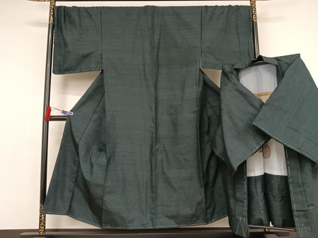 平和屋着物●男性　紬　アンサンブル　羽織　ひげ紬　色無地　百入茶色　キングサイズ　正絹　逸品　未使用　AAAX0161np