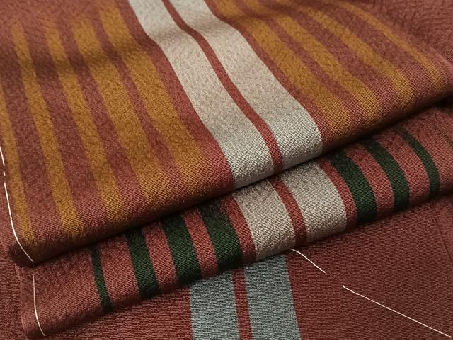 平和屋着物●上質な小紋　縞　正絹　逸品　AAAX0170np