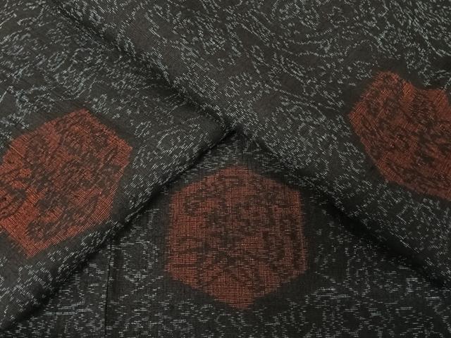 平和屋着物●結城ちぢみ　亀甲文　正絹　逸品　未使用　AAAX0184np