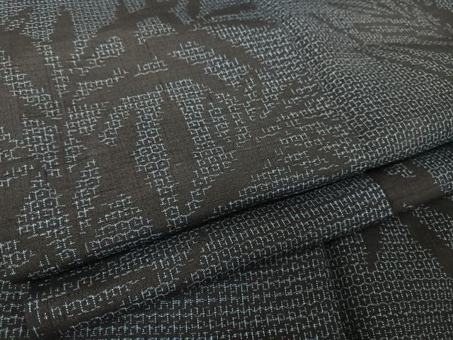 平和屋着物●結城紬　80亀甲　笹の葉文　正絹　逸品　AAAX0200np