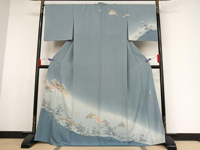 平和屋着物●京加賀友禅　百貫達雄　訪問着　栗林公園　暈し染め　銀座おゝぎ屋扱い　正絹　逸品　AAAX0224np