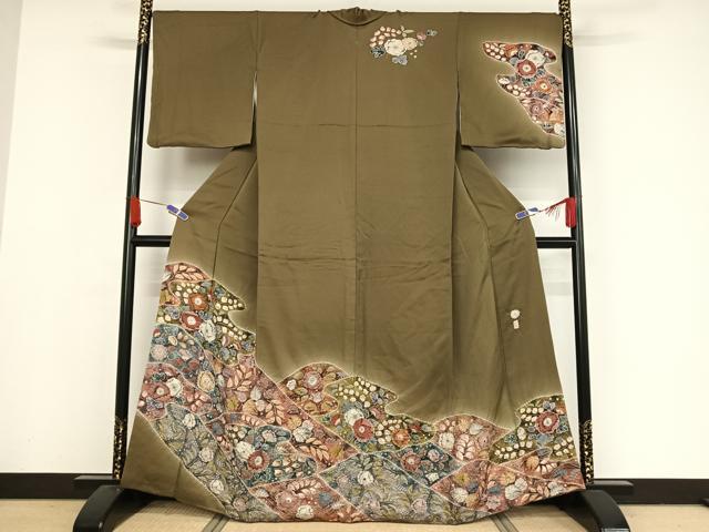 平和屋着物○六通柄袋帯 唐織 雪輪菊花縫小袖 唯か袖