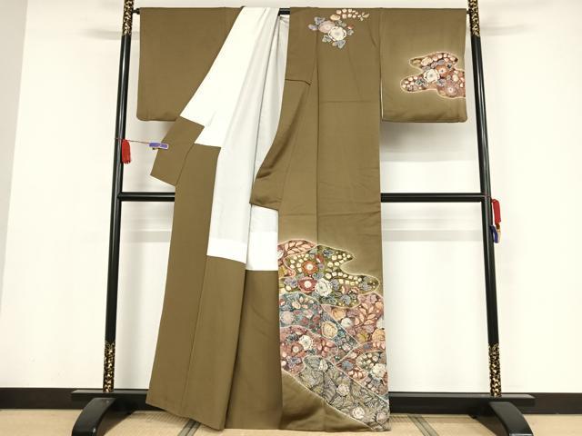 平和屋着物○六通柄袋帯 唐織 雪輪菊花縫小袖 唯か袖