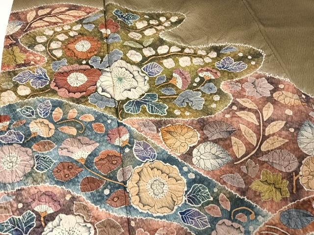 平和屋着物○六通柄袋帯 唐織 雪輪菊花縫小袖 唯か袖