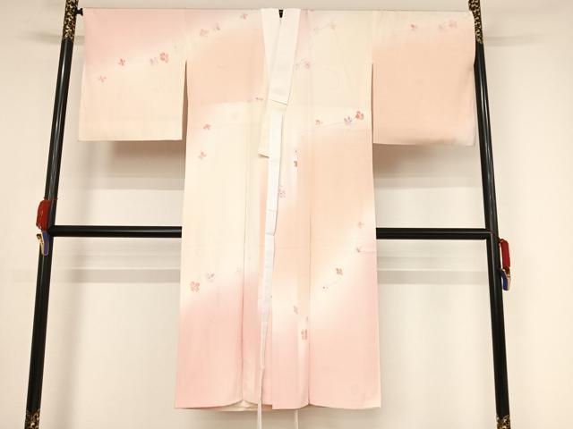 平和屋着物●長襦袢　袷　舞花文　暈し染め　正絹　逸品　AAAX0287np