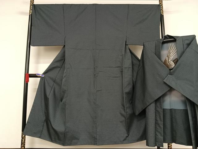 平和屋着物●男性　紬　アンサンブル　亀甲絣　正絹　逸品　AAAX0296np