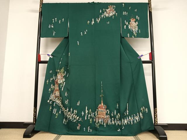 平和屋着物●訪問着　手描き　祇園祭　金彩　正絹　逸品　AAAX0297np
