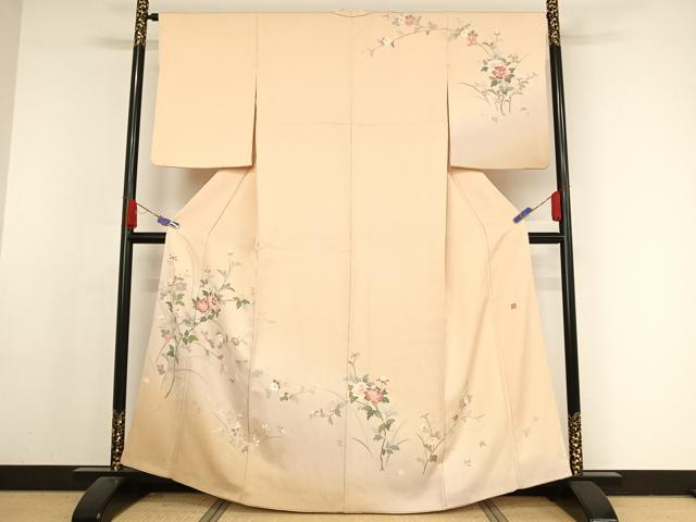 平和屋着物●訪問着　作家物　枝花文　正絹　逸品　AAAX0305np