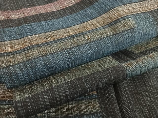 平和屋着物●上質な紬　変わり縞　正絹　逸品　AAAX0334np