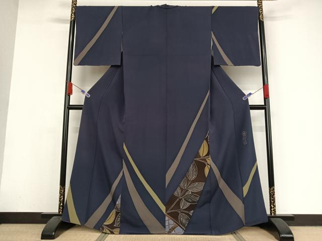 平和屋着物●世界的人形師　辻村寿三郎　ジュサブロー　訪問着　枝葉文　正絹　逸品　AAAX0356np