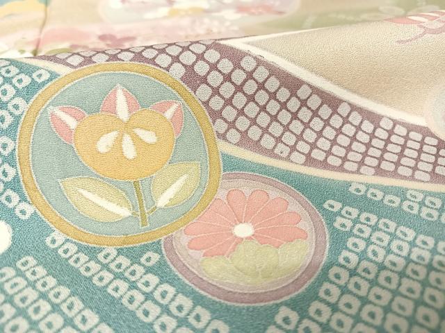 平和屋着物○訪問着 地紙草花文 暈し染め 金彩 正絹 逸品