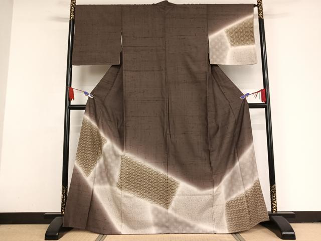 平和屋着物●赤城紬　訪問着　切嵌文様　正絹　逸品　AAAX0396np