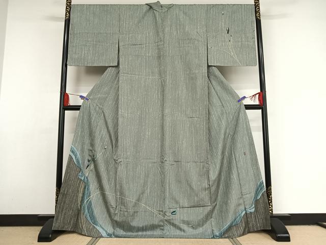 平和屋着物●狩野嘉一郎　訪問着　ろうけつ染め　草花文　正絹　逸品　AAAX0397np