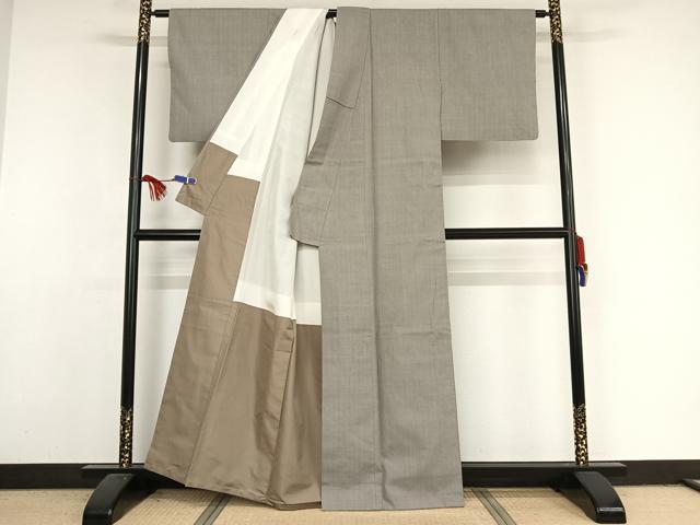 平和屋着物○本場結城紬 重要無形文化財 色無地 薄鈍色 正絹 逸品