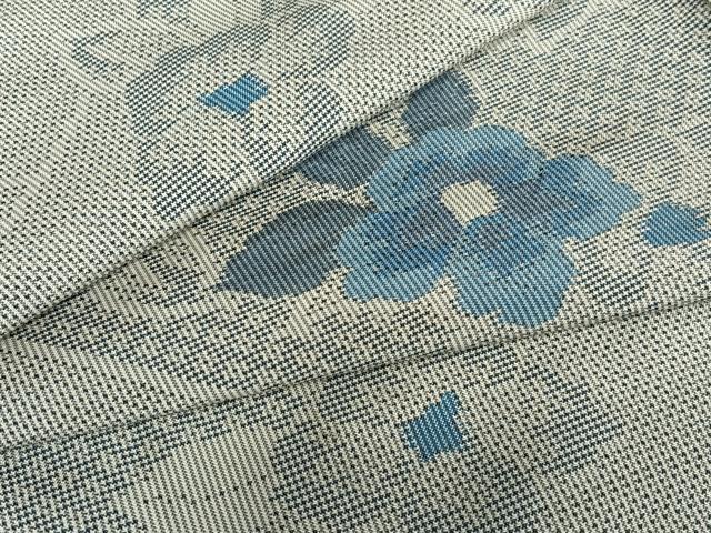 平和屋着物●本場大島紬　白大島　一元絣　総絣　草花文　正絹　逸品　AAAX0562zg