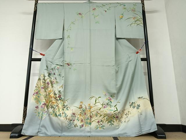 平和屋着物●訪問着　花鳥文　暈し染め　金銀彩　正絹　逸品　未使用　AAAX0574zg