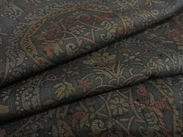 平和屋着物●上質な小紋　紬地　草花丸文　正絹　逸品　AAAX0662zg