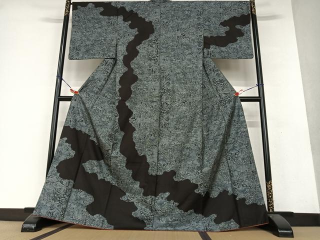 平和屋着物●本場大島紬　訪問着　カタス9マルキ　樹林風景文　さが美扱い　正絹　逸品　AAAX0663zg