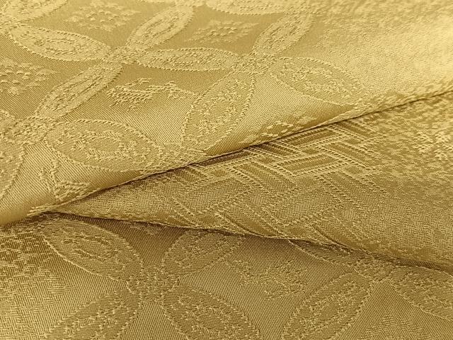 平和屋着物●上質な色無地　七宝飛び兎地紋　黄橡色　正絹　逸品　AAAX0730zg