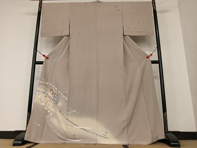 平和屋着物●訪問着　雪輪重ね花文　暈し染め　金彩　正絹　逸品　AAAX0775zg