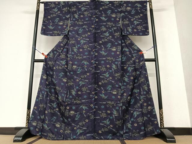 平和屋着物●上質な小紋　型染め　花鳥文　正絹　逸品　未使用　AAAX0787zg