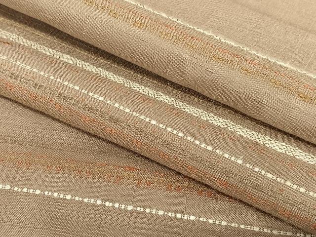 平和屋着物●上質な紬　刺繍　横段文　正絹　逸品　AAAX0793zg