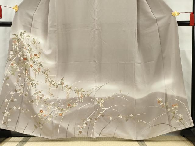 平和屋着物○訪問着 駒刺繍 風景笠松花文 暈し染め 金彩