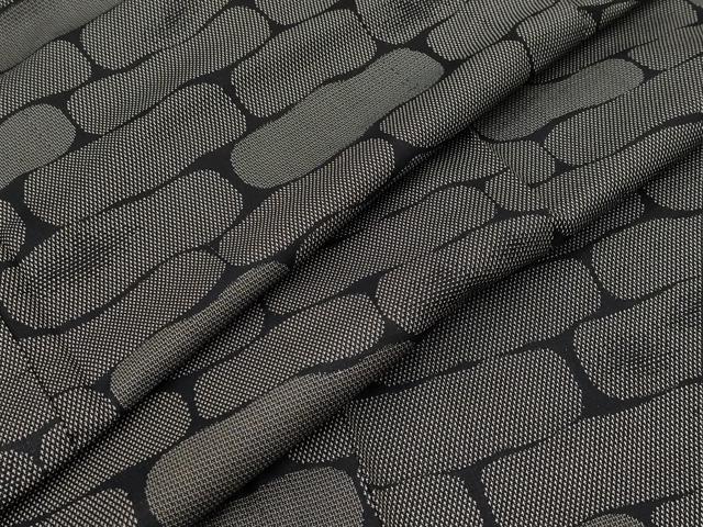 平和屋着物▽上質な小紋　単衣　石畳文様　黒地　正絹　逸品　AAAX2901st