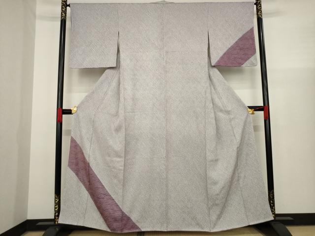 平和屋着物●訪問着　総絞り　斜縞　三越扱い　正絹　逸品　AAAX6964ck