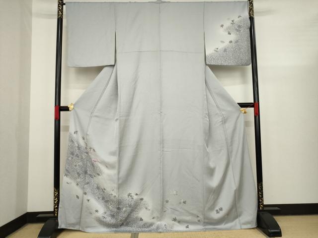 平和屋着物●訪問着　刺繍　吹き寄せ文　暈し染め　正絹　逸品　AAAX6965ck