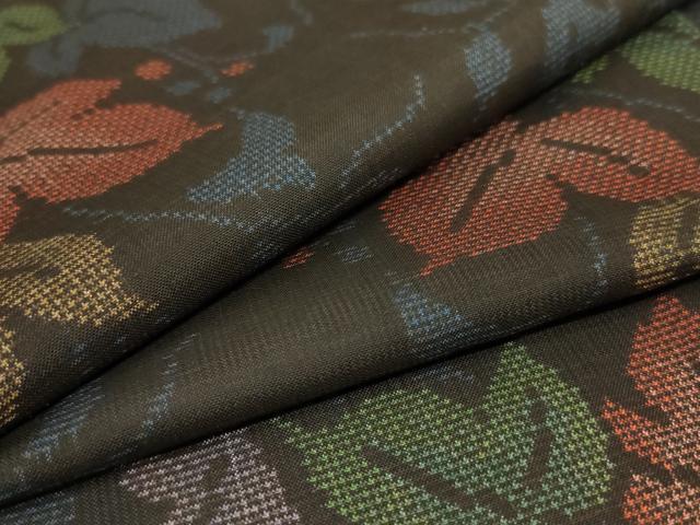 平和屋着物＊本場大島紬　単衣　蔦の葉文　正絹　逸品　未使用　AAAX7119jd