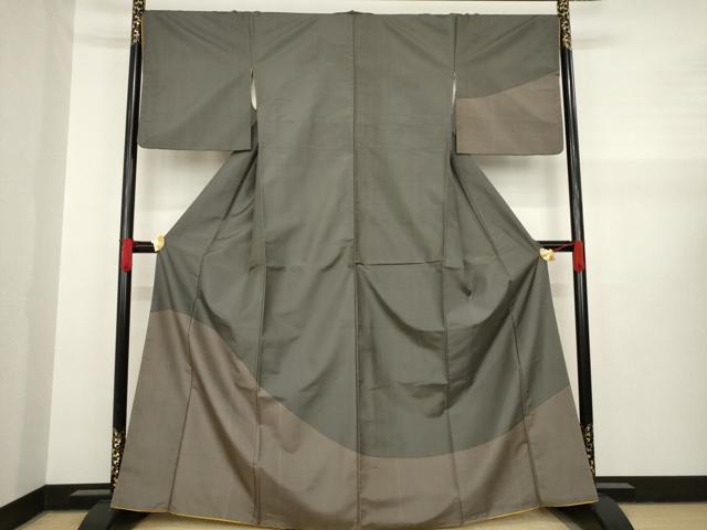 平和屋着物●本場縞大島紬　染大島　訪問着　幾何学文様　正絹　逸品　AAAX8355ck