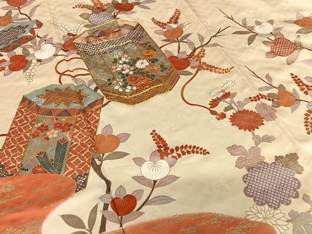 平和屋着物○十日町老舗ブランド 吉澤友禅 吾妻徳穂 振袖 駒刺繍 花