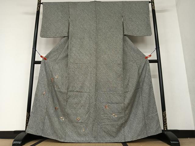 平和屋着物●訪問着　総絞り　刺繍　草花文　正絹　逸品　AAAY0036zg