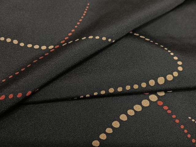 平和屋着物●上質な小紋　幾何学文様　黒地　正絹　逸品　AAAY0047zg