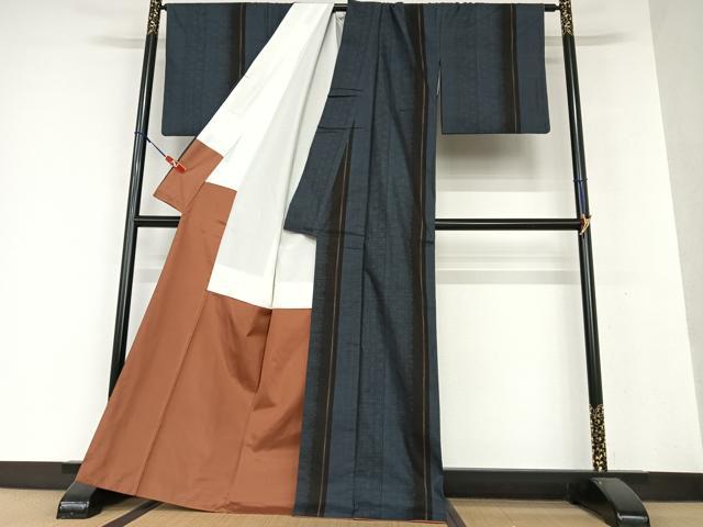 平和屋着物○本場大島紬 7マルキ 麻の葉文 正絹 逸品 CAAU9859vf