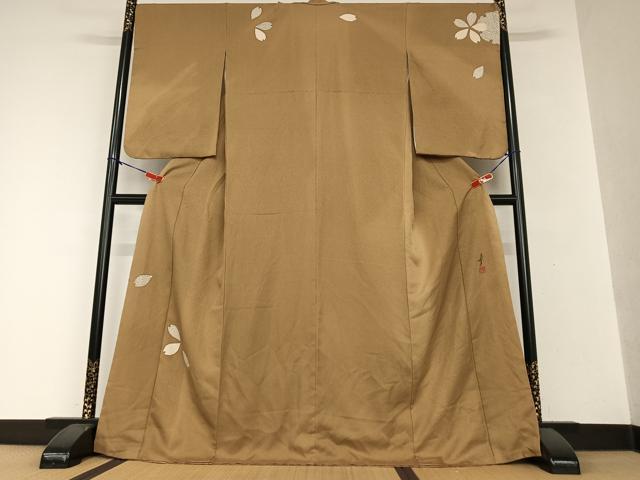 平和屋着物●染色の魔術師　染乃座・大久保玄才　そめのざ玄才　訪問着　舞桜　ロング丈　正絹　逸品　AAAY0059zg