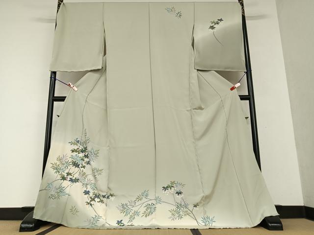 平和屋着物●訪問着　友禅　草花文　暈し染め　丹後ちりめん　仮絵羽　正絹　逸品　未使用　AAAY0125zg