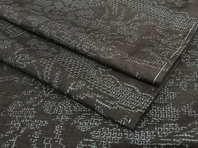 平和屋着物●結城紬　80亀甲　飛び亀甲柄　風景草花文　正絹　逸品　未使用　AAAY0144zg