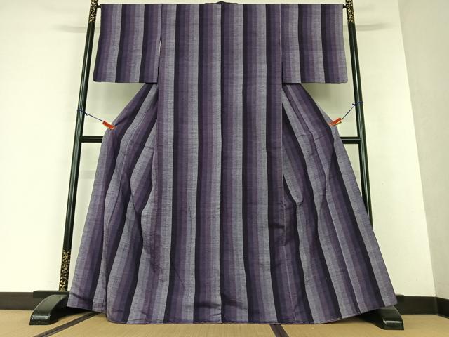 平和屋着物●上質な紬  縞　正絹　逸品　未使用　AAAY0172zg