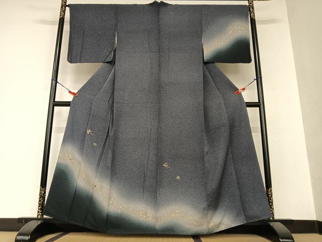 平和屋着物●訪問着　刺繍　花喰い鳥　暈し染め　金彩　正絹　逸品　AAAY0241zg